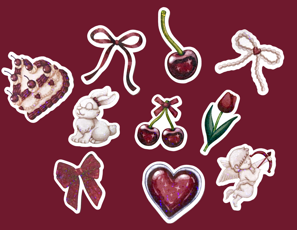 Red Aesthetic Sticker Pack (10 stickers) – Pink Mango Print Co.